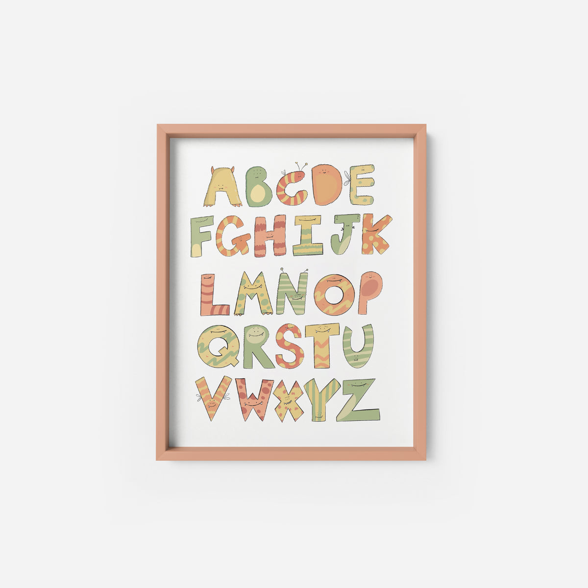 Monster Alphabet Wall Art Print – Cute Educational Kids Decor UK